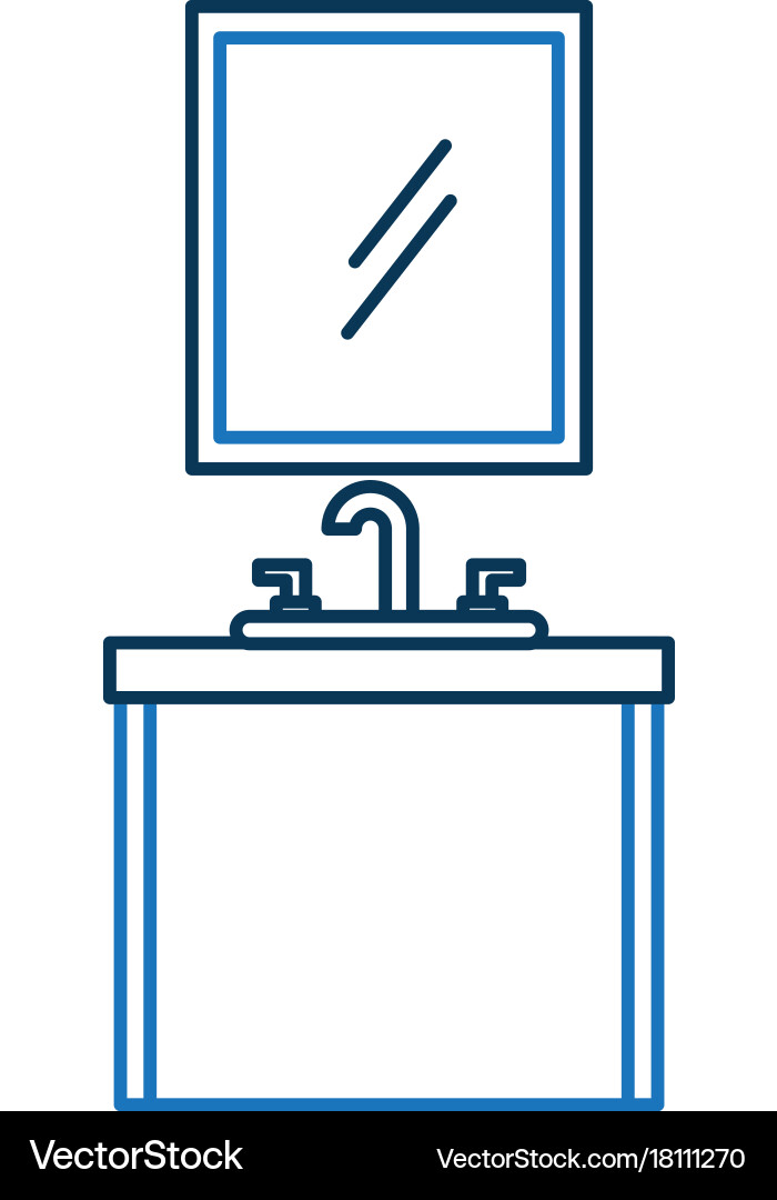 Bathroom interior mirror with sink vanity cabinet Vector Image