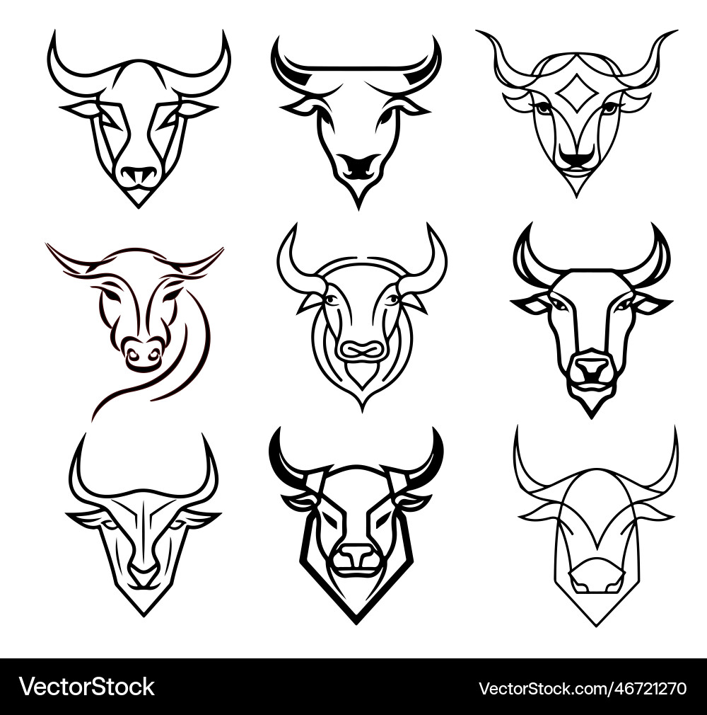Bull logo sketch hand drawn Royalty Free Vector Image
