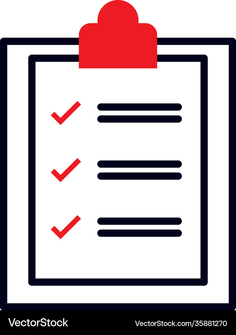 Clipboard with checklist half line color Vector Image