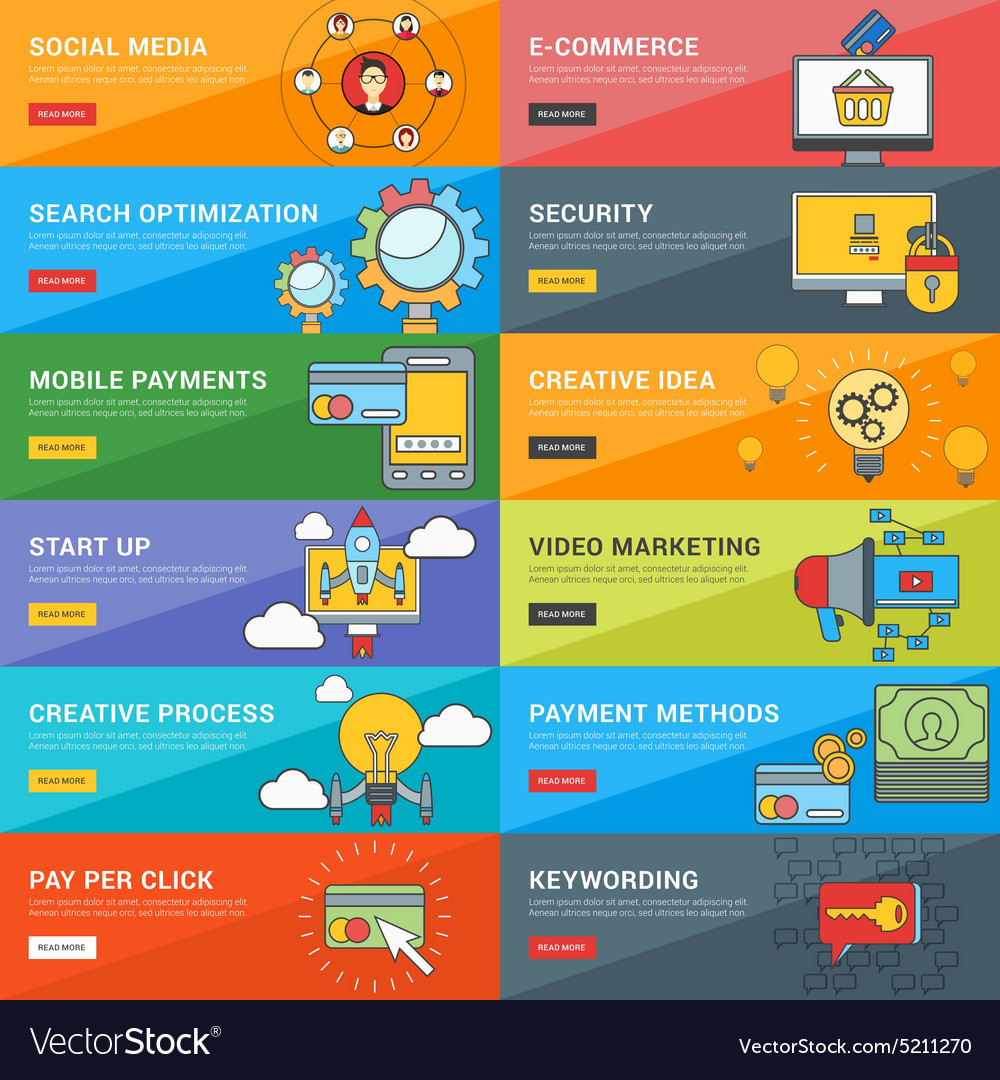 Flat design concept set of for web banners Vector Image