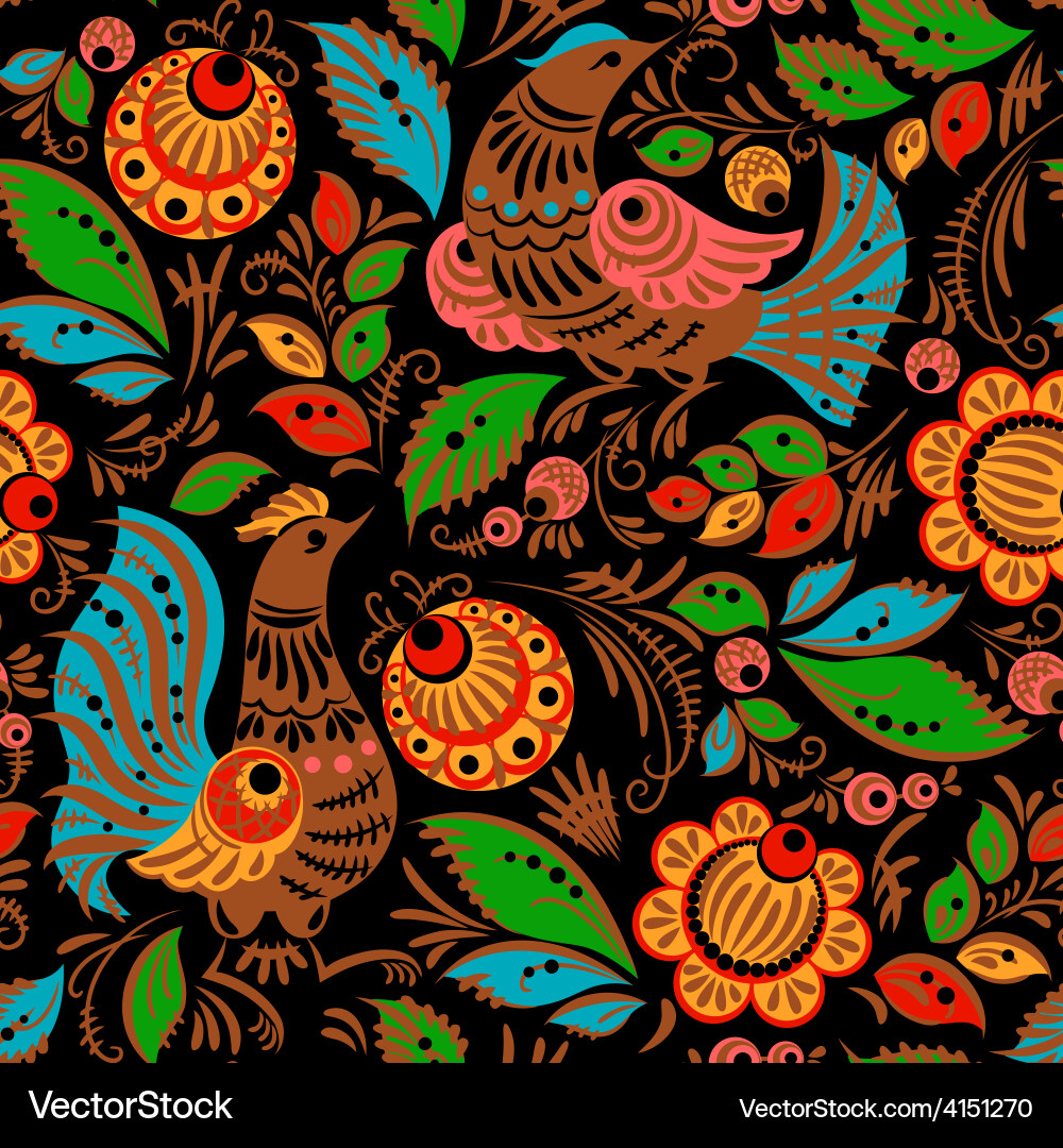 Folk painting seamless Royalty Free Vector Image