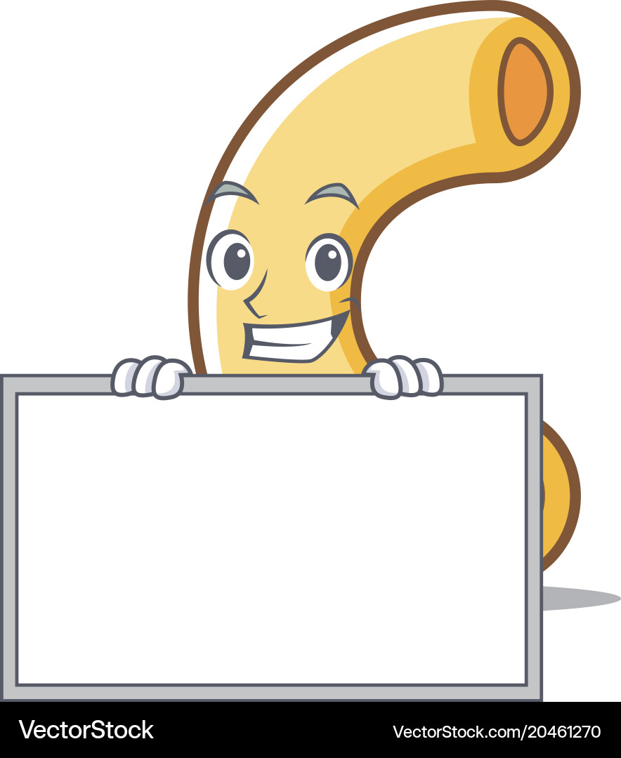 Grinning with board macaroni character cartoon Vector Image