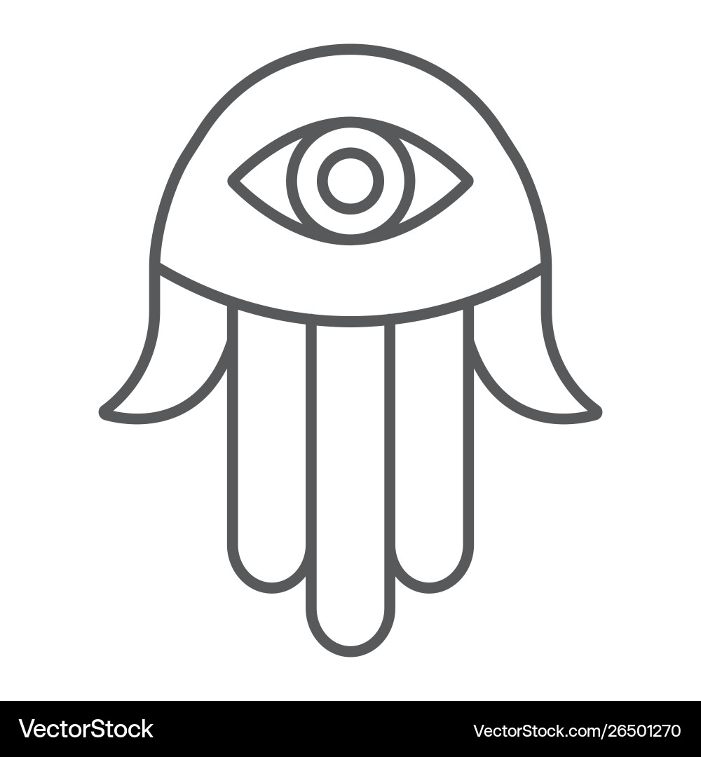 Hamsa hand thin line icon religion and arabic Vector Image