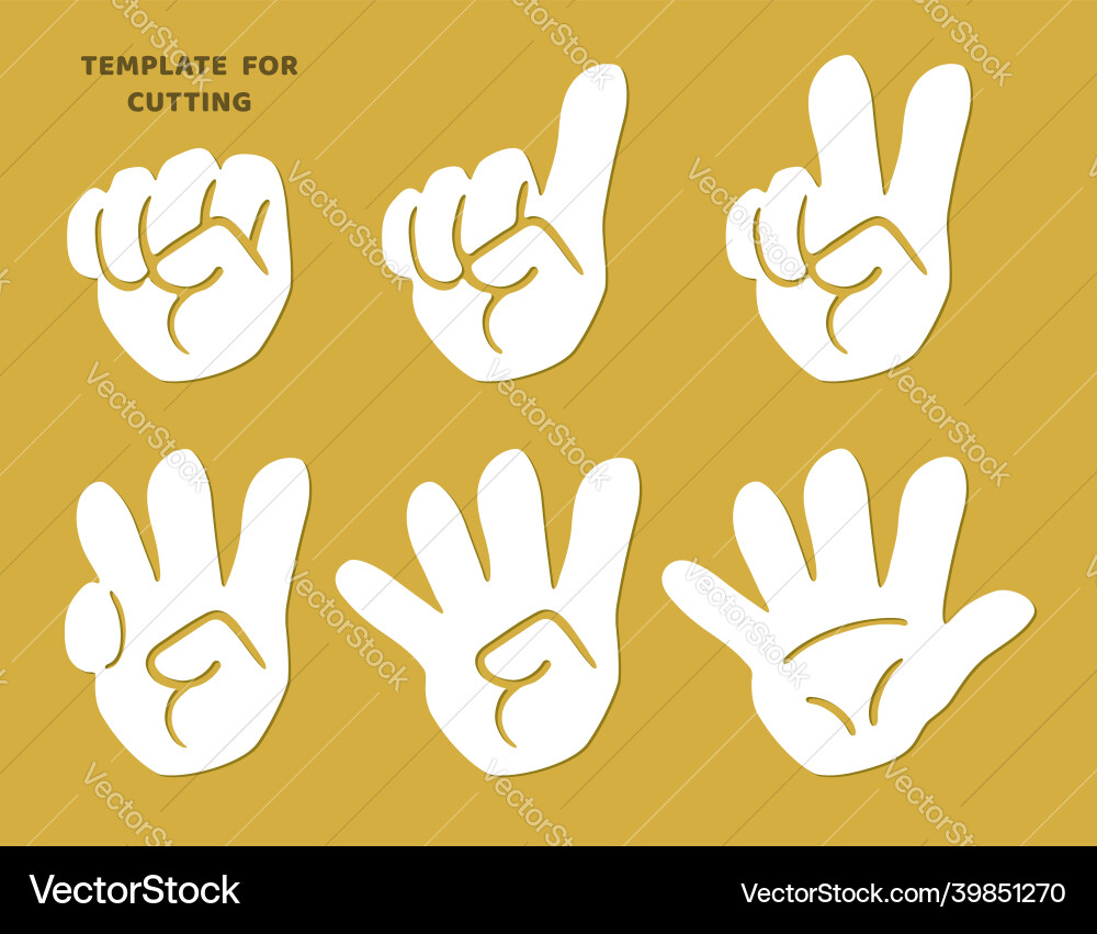 Hands with fingers template for laser cutting Vector Image