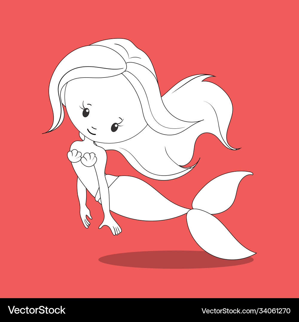 Mermaid red 01 Royalty Free Vector Image - VectorStock