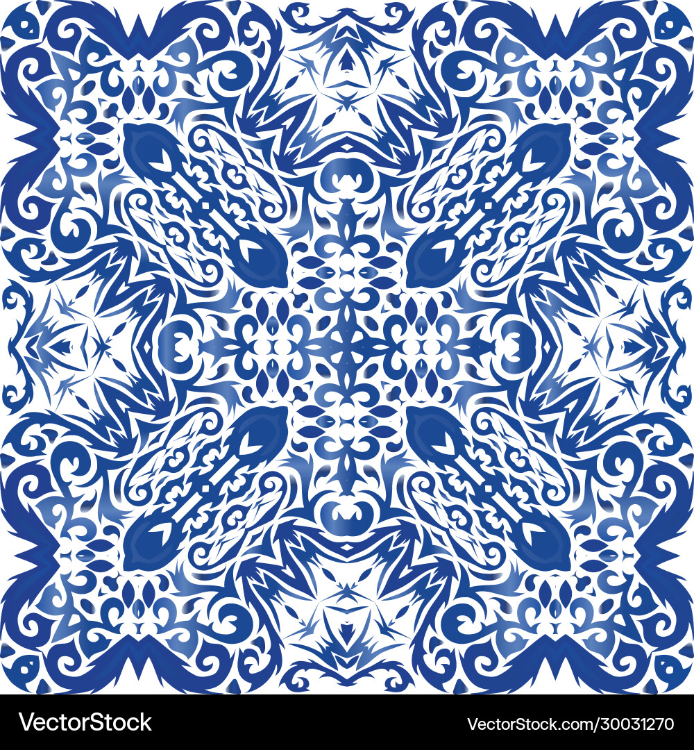 Ornamental motive in colored ceramic tiles Vector Image