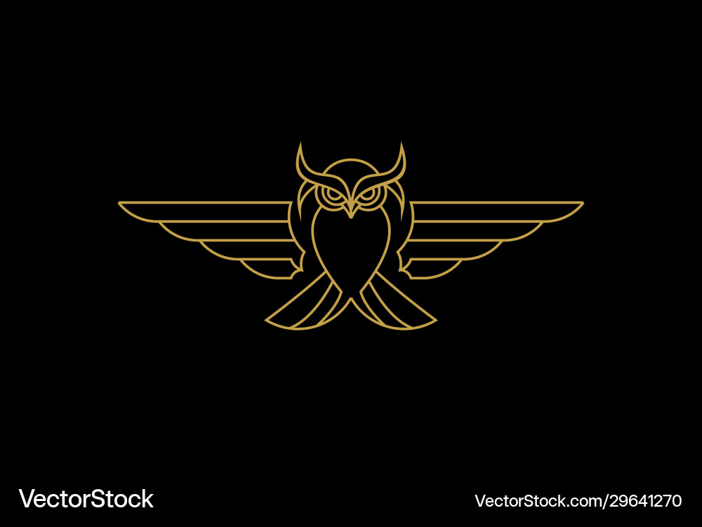 Owl logo line golden geometry Royalty Free Vector Image