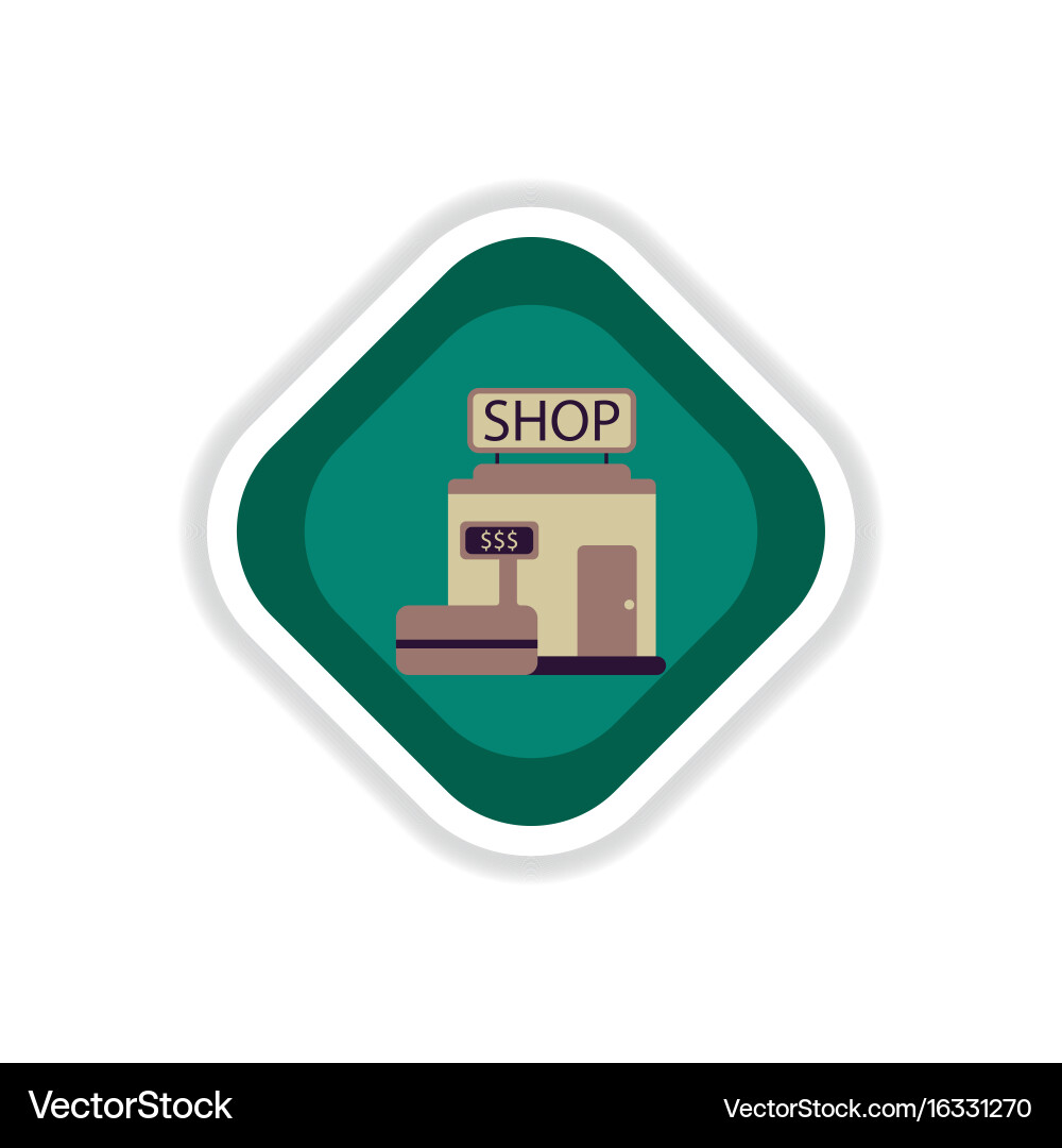 Paper sticker on white background shop Royalty Free Vector