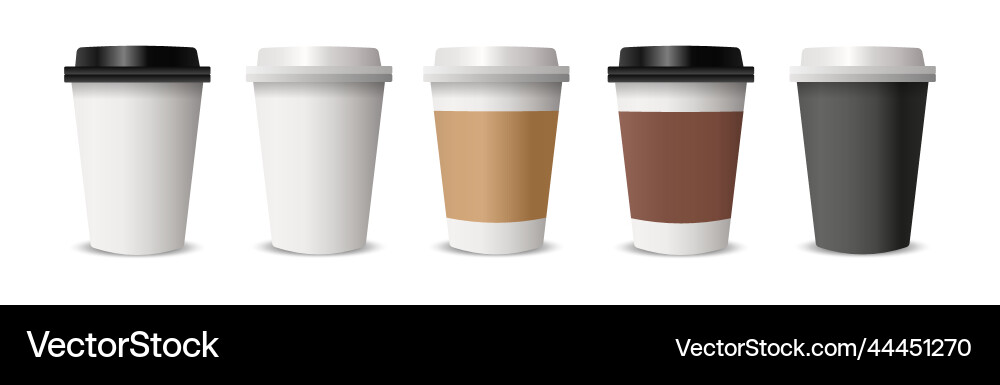 Realistic cups for coffee and tea on a white Vector Image