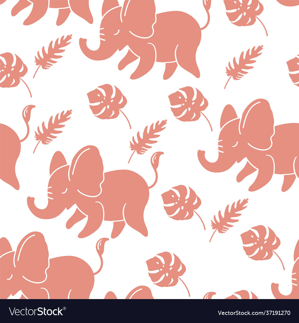 Seamless pattern with funny pink elephants Vector Image