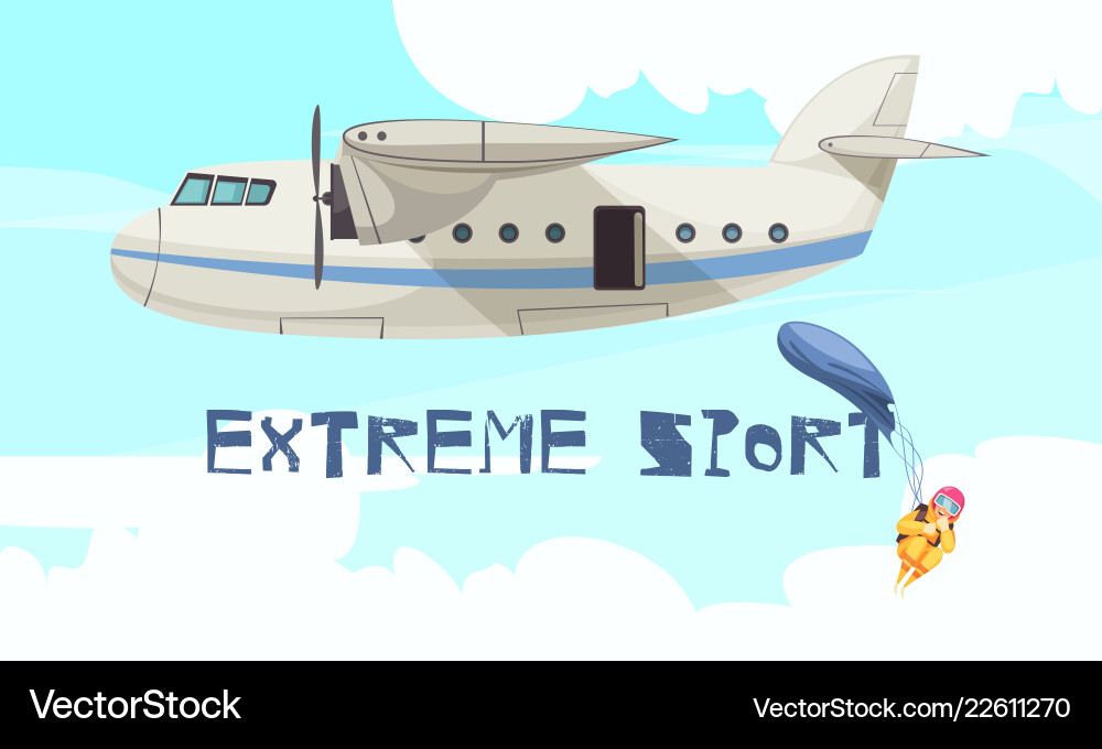 Skydiving sport jump poster Royalty Free Vector Image