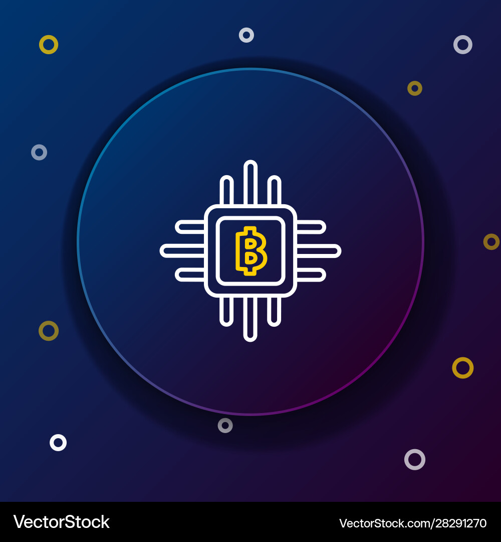 White and yellow line cpu mining farm icon on dark
