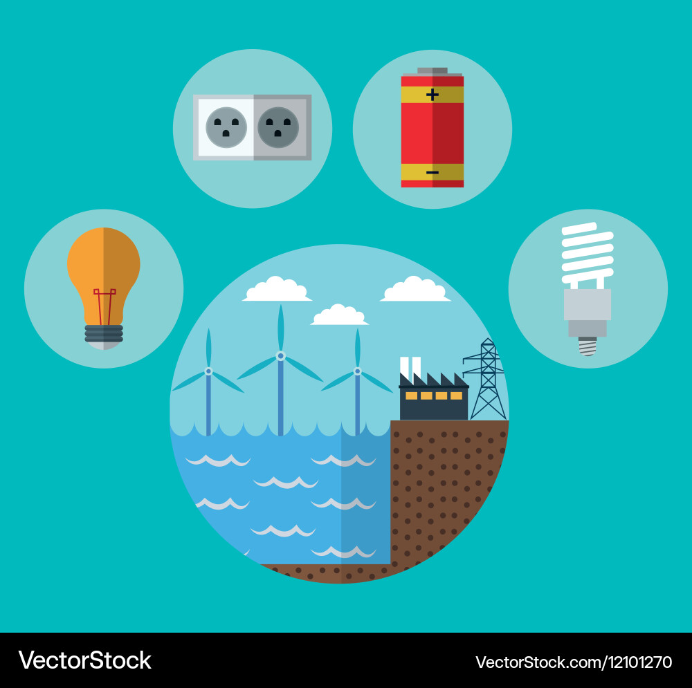 Wind mill factory and ecology design Royalty Free Vector