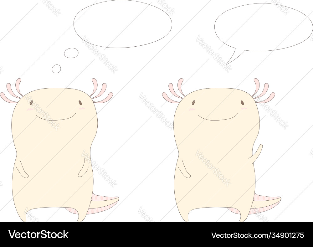 Axolotls with speech bubbles Royalty Free Vector Image