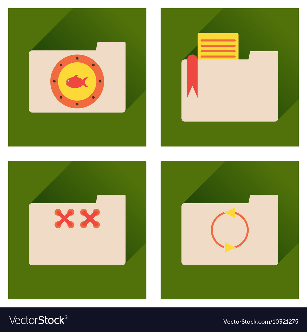 Concept of flat icons with long shadow folder Vector Image