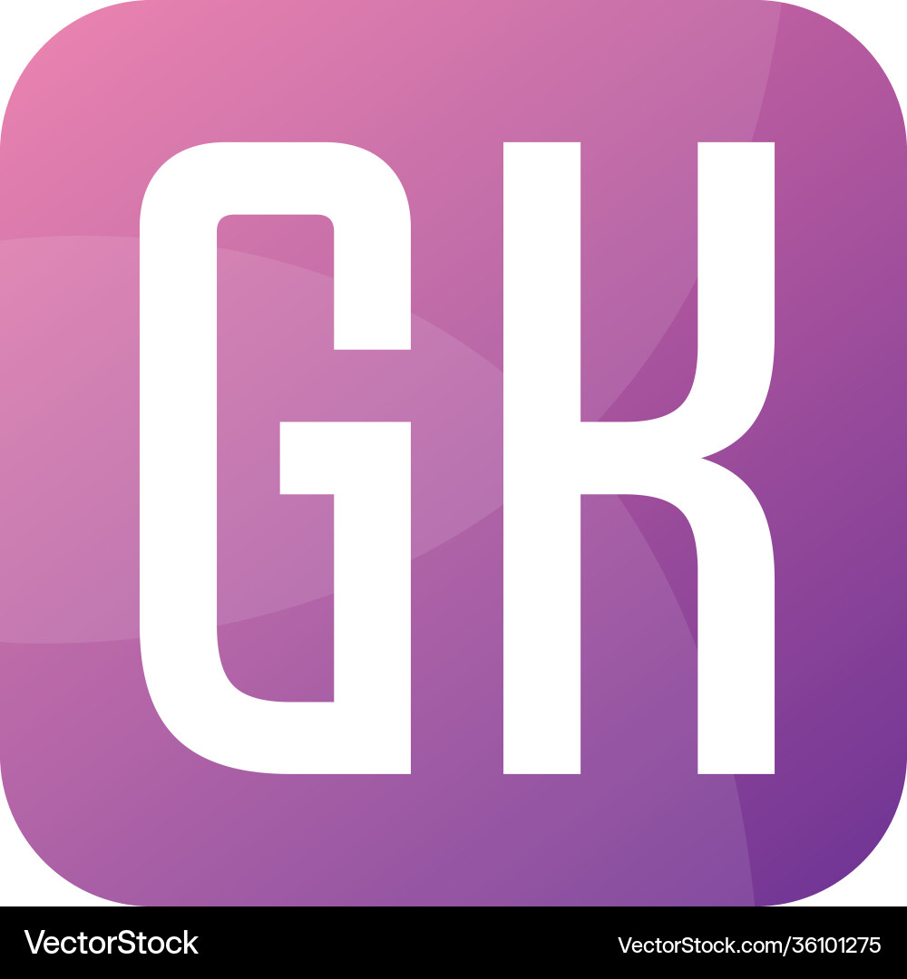 Gk letter logo design with simple style Royalty Free Vector