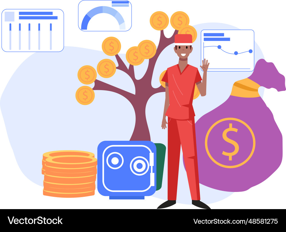 Image of financial analysts created by ima Vector Image