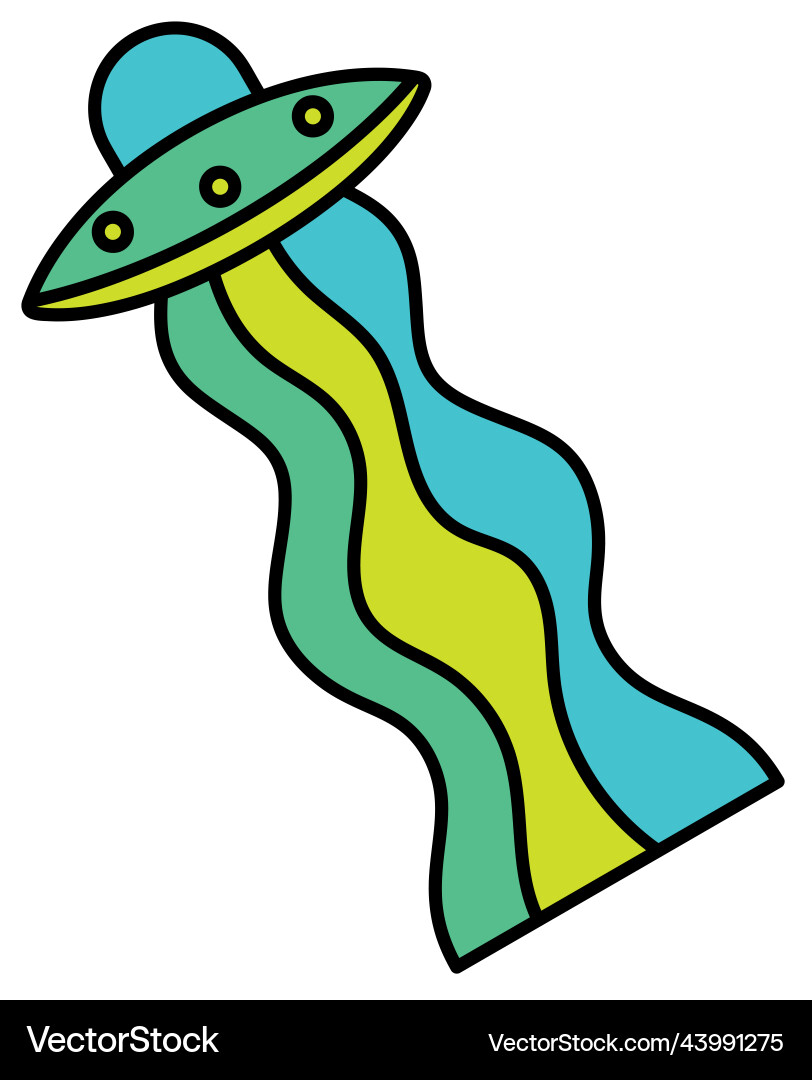 Isolated colored 60s groovy ufo emote Royalty Free Vector