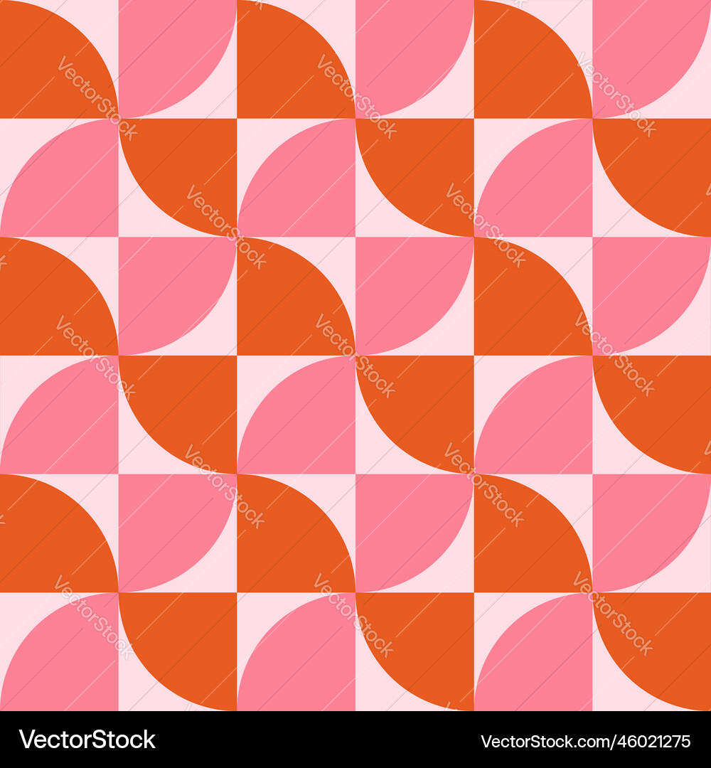 Mid century pink orange shapes seamless pattern Vector Image