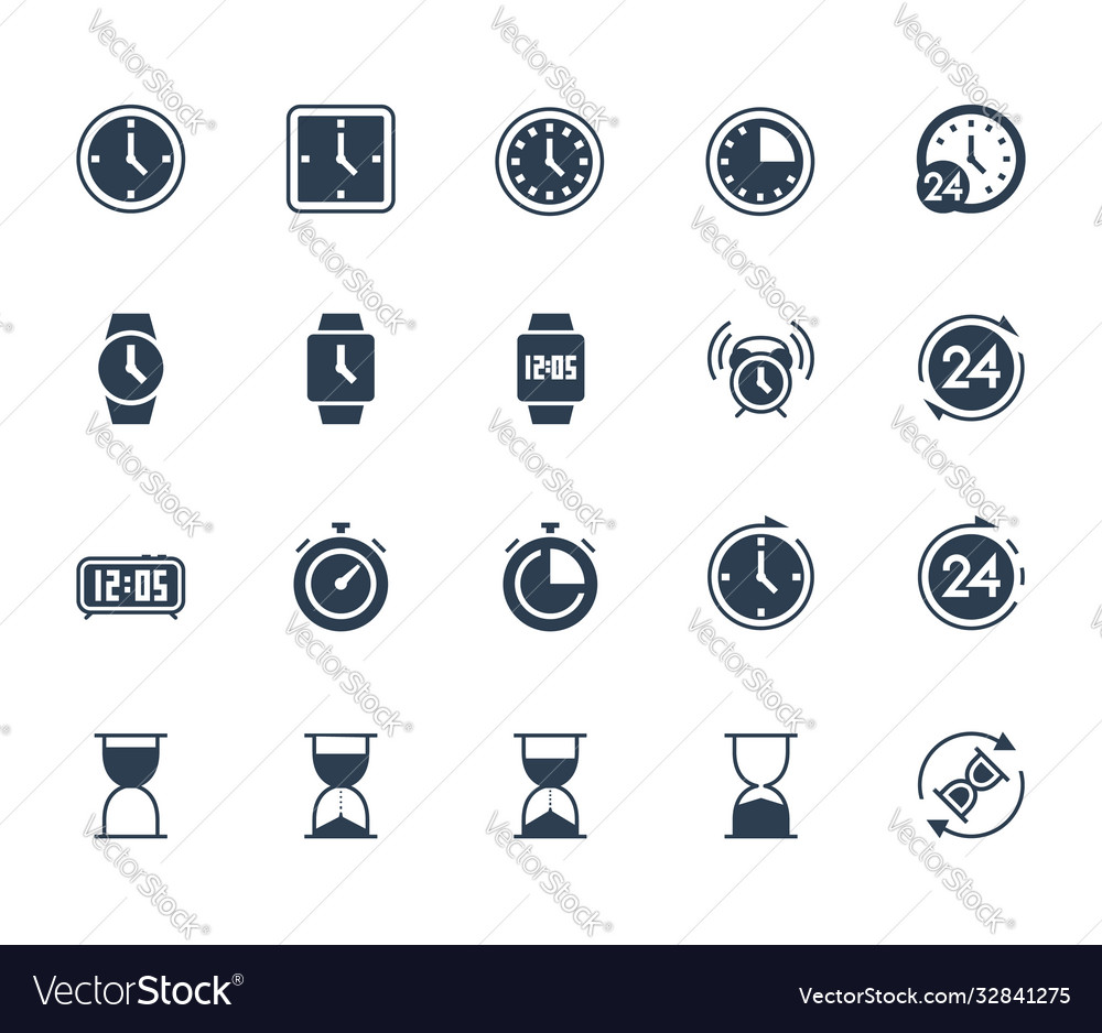 Time and clock icon set Royalty Free Vector Image