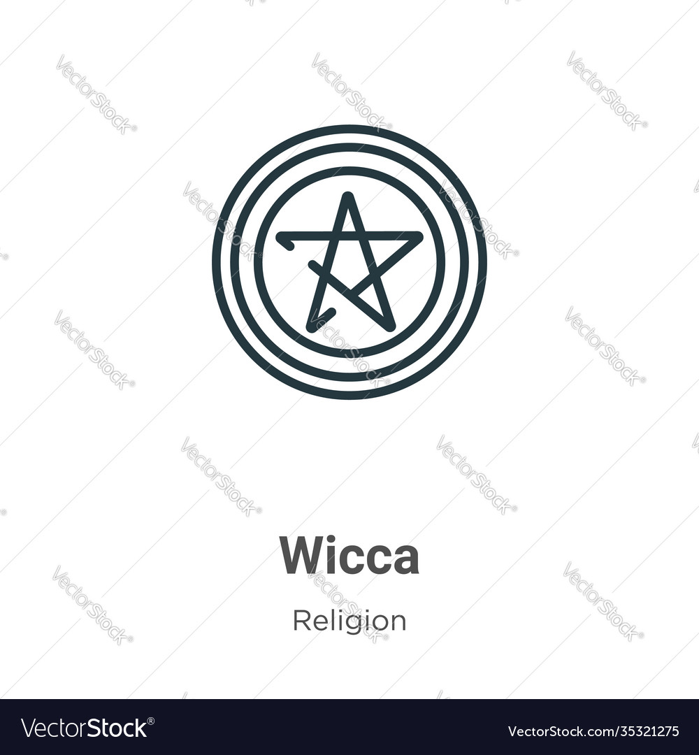Wicca outline icon thin line black Royalty Free Vector Image