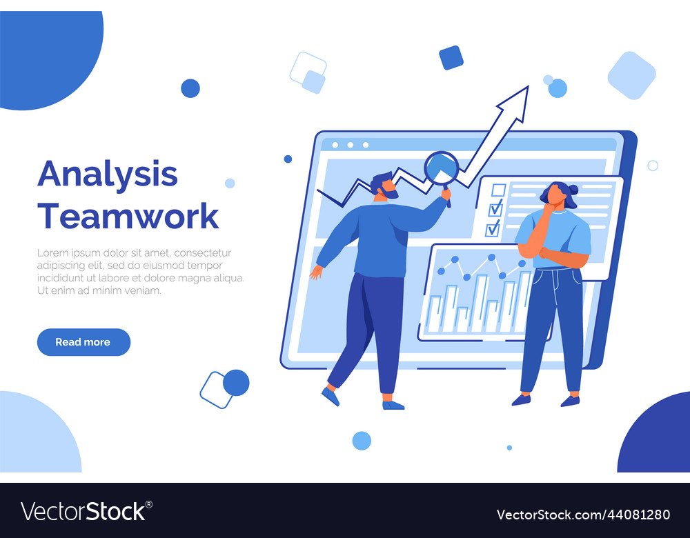 Analysis teamwork concept people work with data Vector Image Analysis teamwork concept people work with data Vector Image