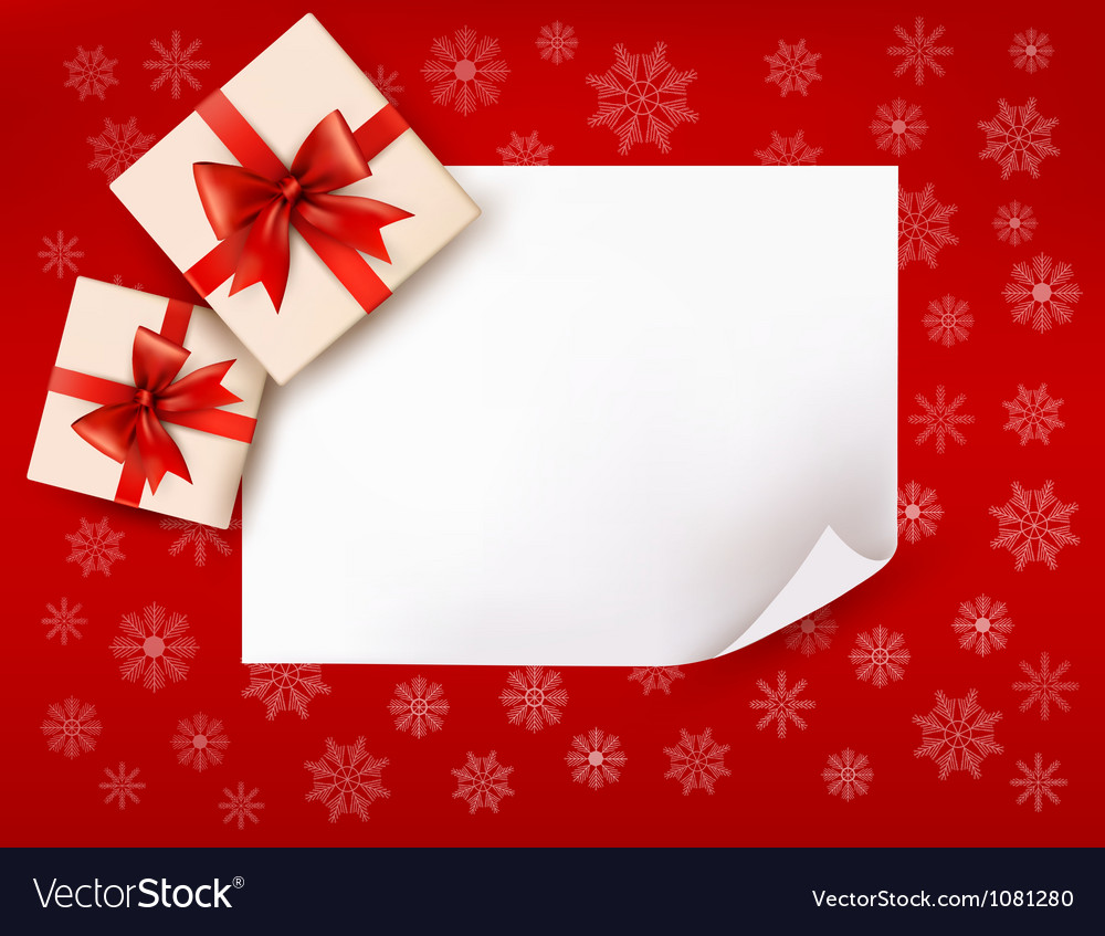 Christmas background with gift boxes and red bow Vector Image