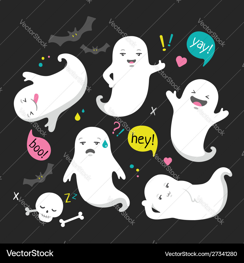 Cute ghost character on halloween party Royalty Free Vector