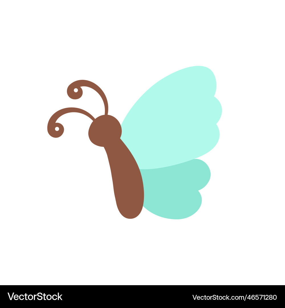 Cute simple butterfly icon logo isolated on white Vector Image