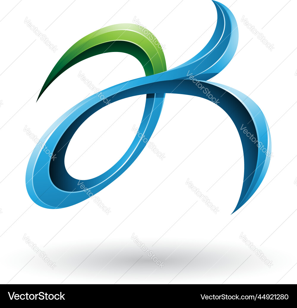 Green and blue curly fish tail like letters Vector Image