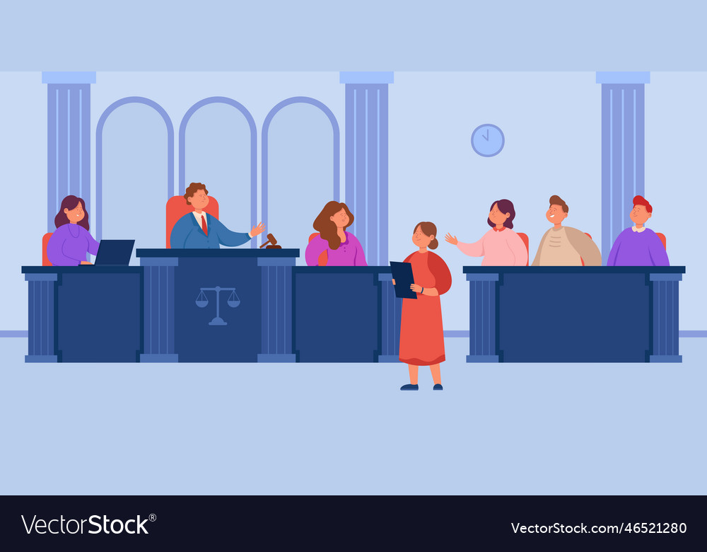 Male and female people in courtroom flat Vector Image