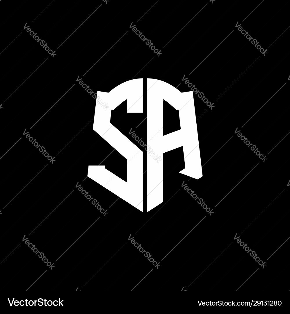 Sa monogram letter logo ribbon with shield style Vector Image