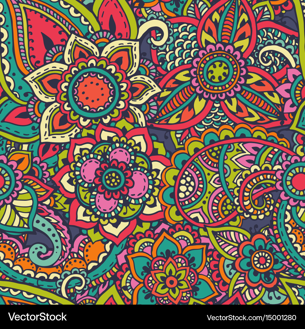 Seamless pattern with henna mehndi floral Vector Image