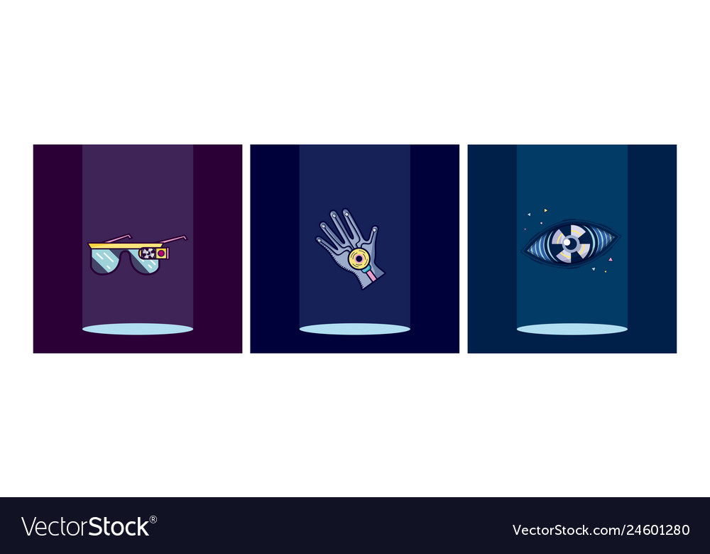Set of virtual reality cartoons Royalty Free Vector Image Set of virtual reality cartoons Royalty Free Vector Image
