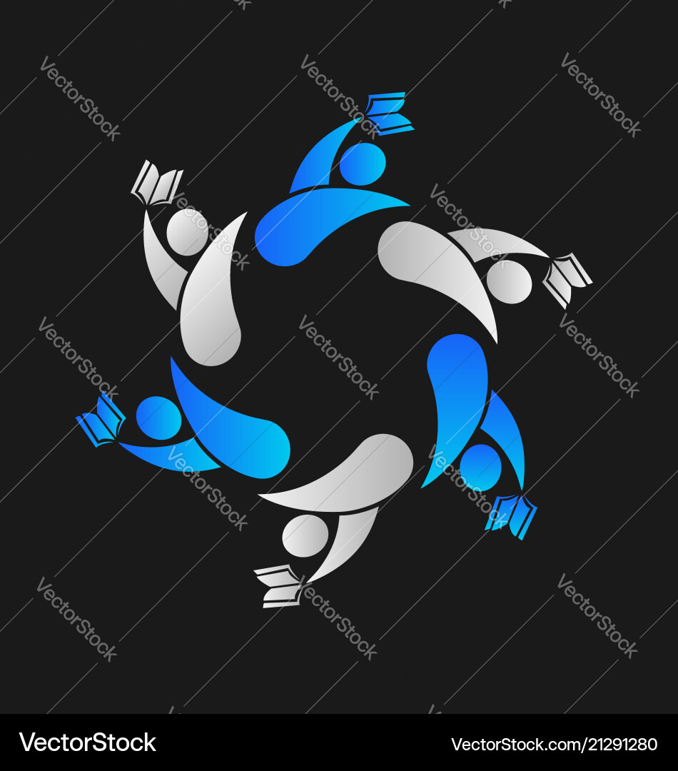 Teamwork students studying group book symbol Vector Image