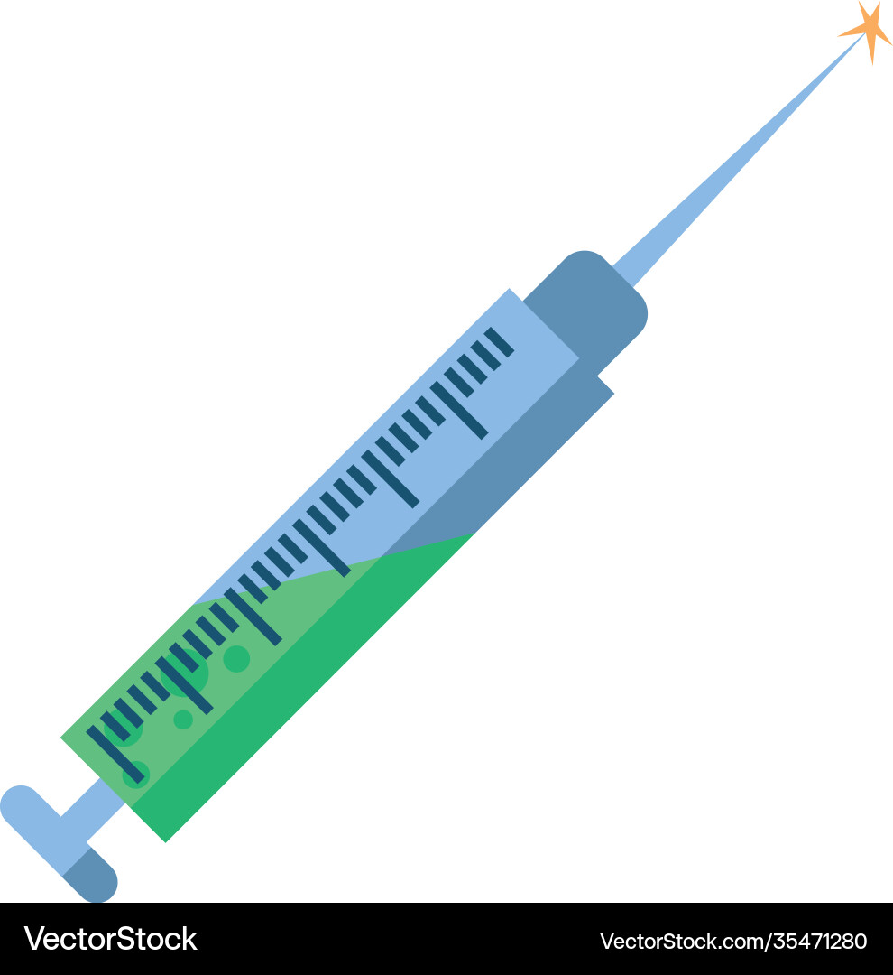 Vaccine syringe injection isolated icon Royalty Free Vector