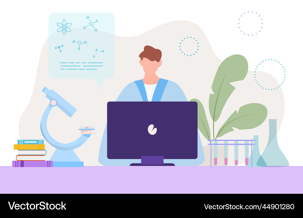 Young male professional research sitting Vector Image