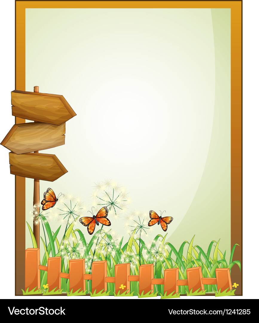 A framed empty signage with wooden arrowboards Vector Image