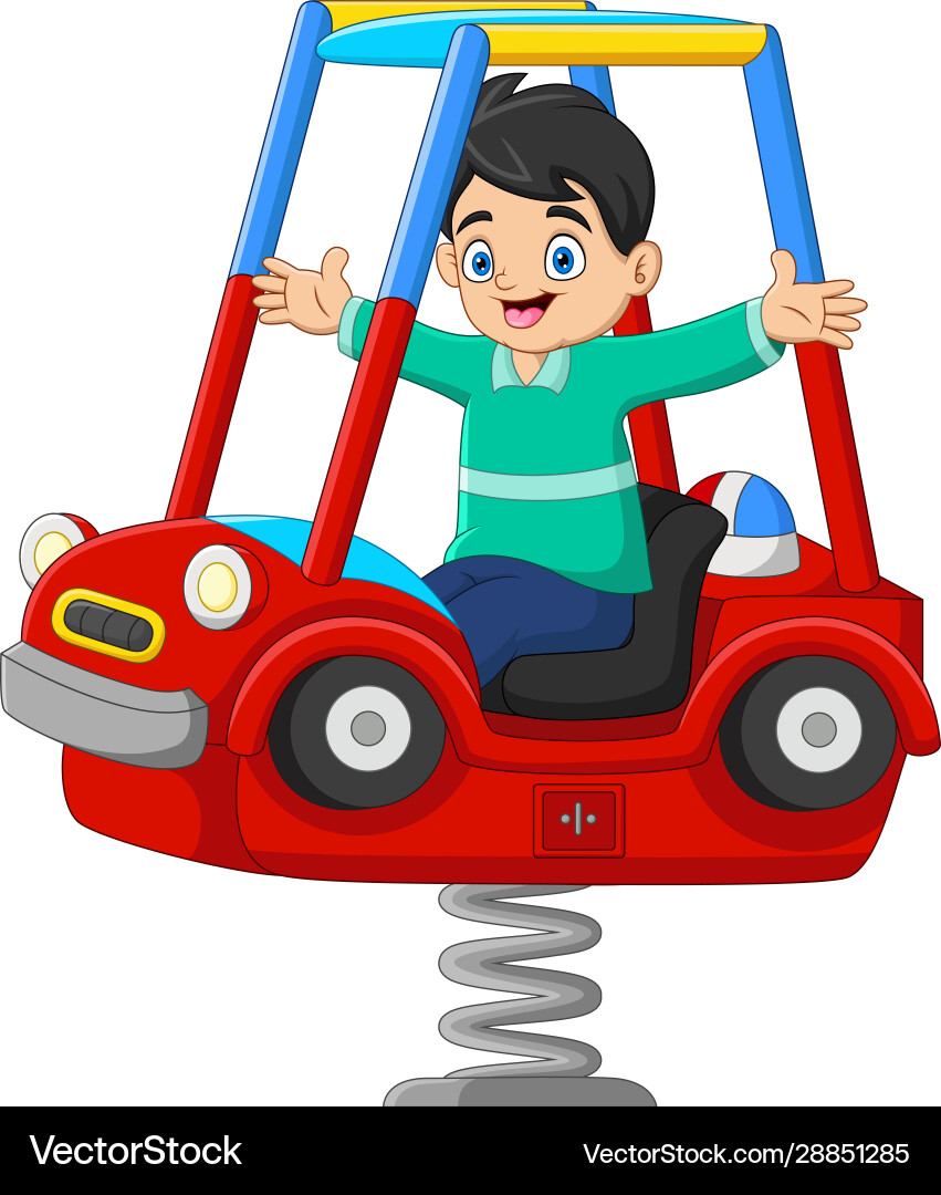 Boy ride spring rider toys Royalty Free Vector Image
