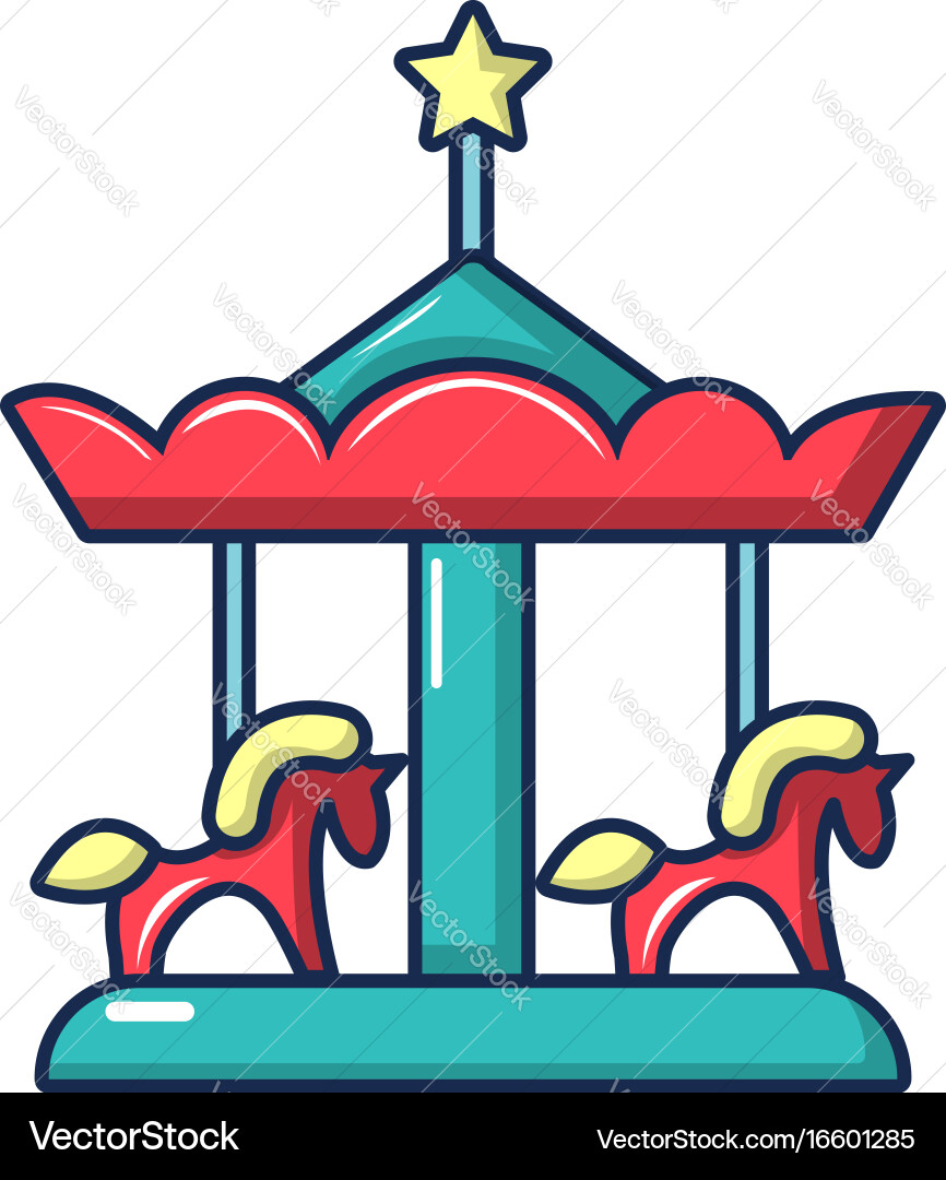 Carousel with horses icon cartoon style Royalty Free Vector