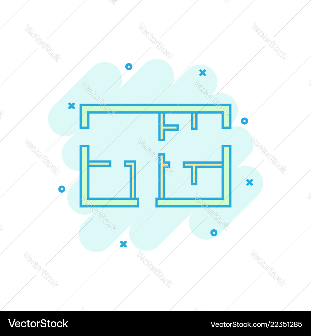 Cartoon house plan icon in comic style architect Vector Image