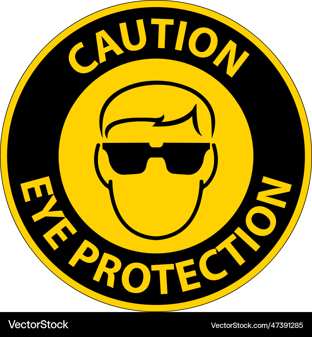 Caution eye protection area symbol sign on white Vector Image