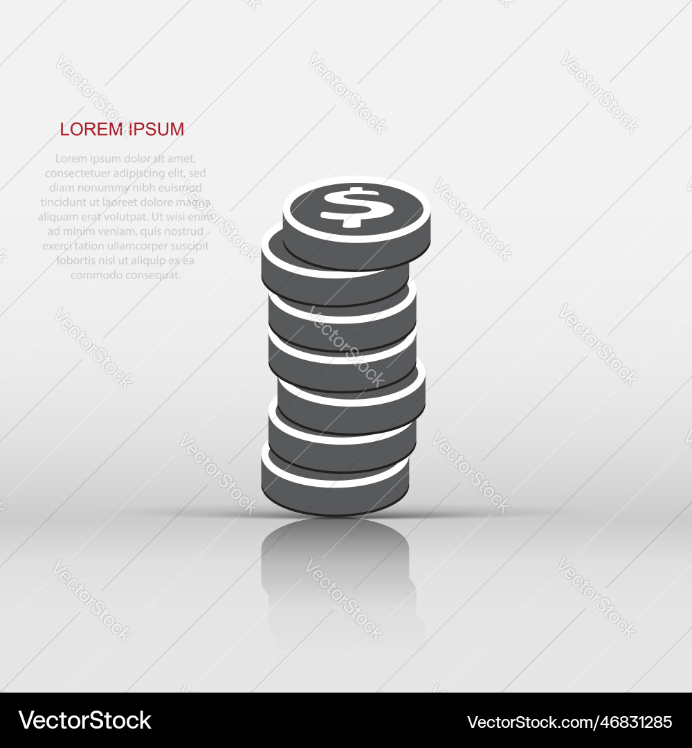Coins stack icon in flat style money coin sign Vector Image