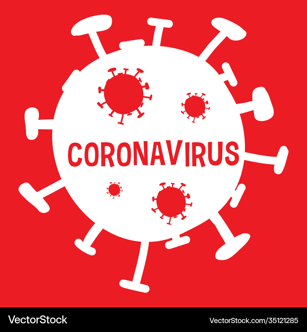 Coronavirus sign with coronavirus text on red Vector Image