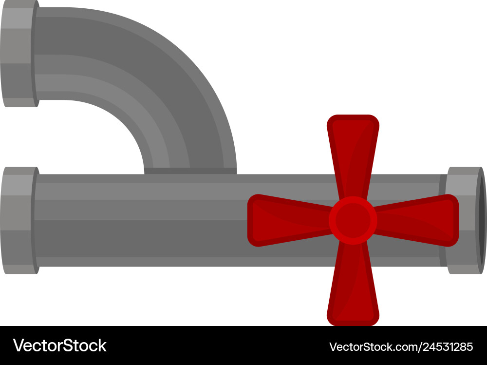 Cross valve on a gray plastic water pipe Vector Image