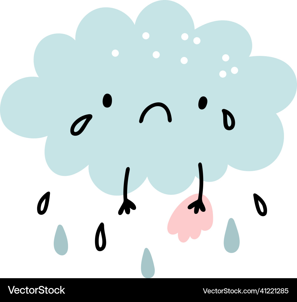 Crying cloud cute rain symbol kid weather Vector Image