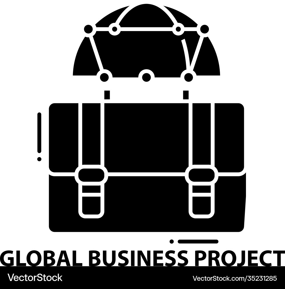 Global business project icon black sign Royalty Free Vector