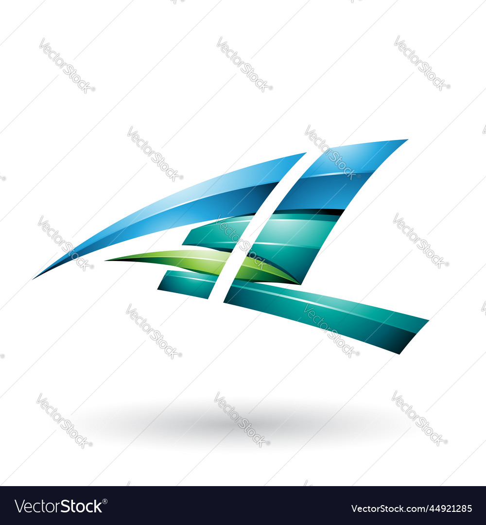 Green and blue dynamic glossy flying letter Vector Image Green and blue dynamic glossy flying letter Vector Image