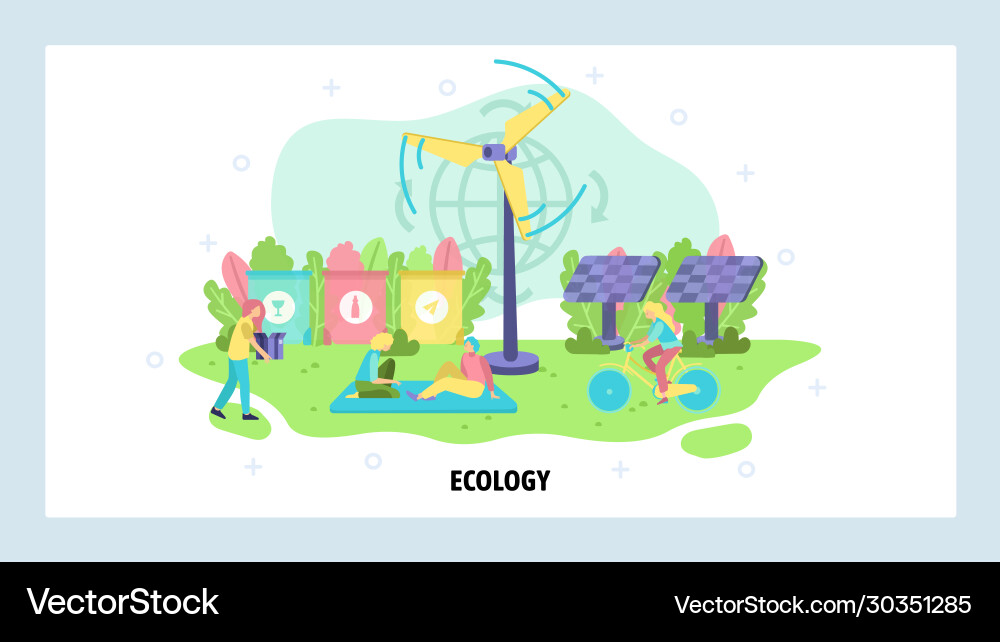 Green energy and renewable power sources wind Vector Image