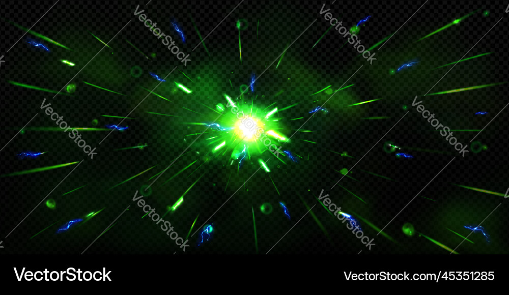 Green light flare effect bright glow of burst Vector Image